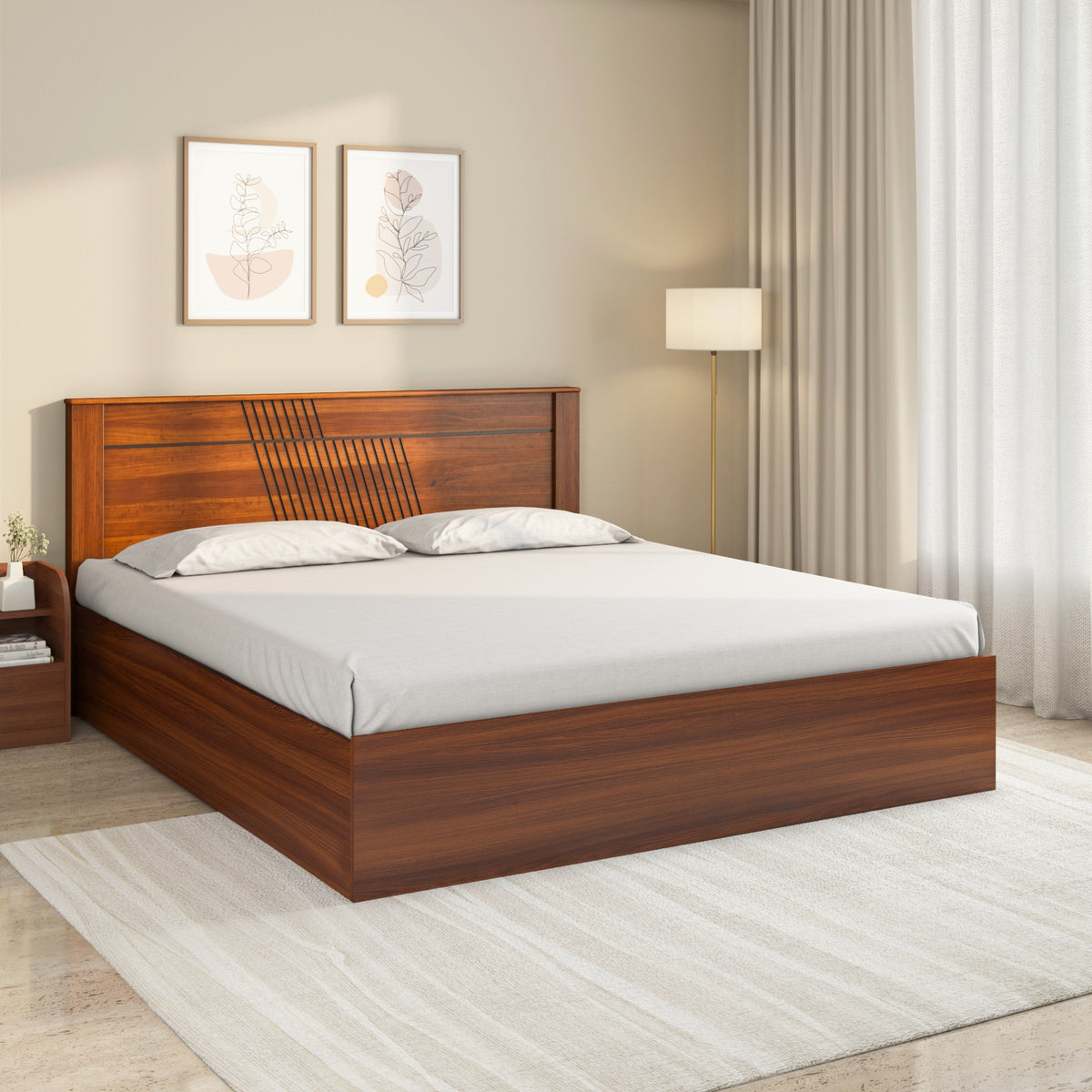 Buy Electra Max Solid wood Bed with Box Storage Online | Nilkamal Homes