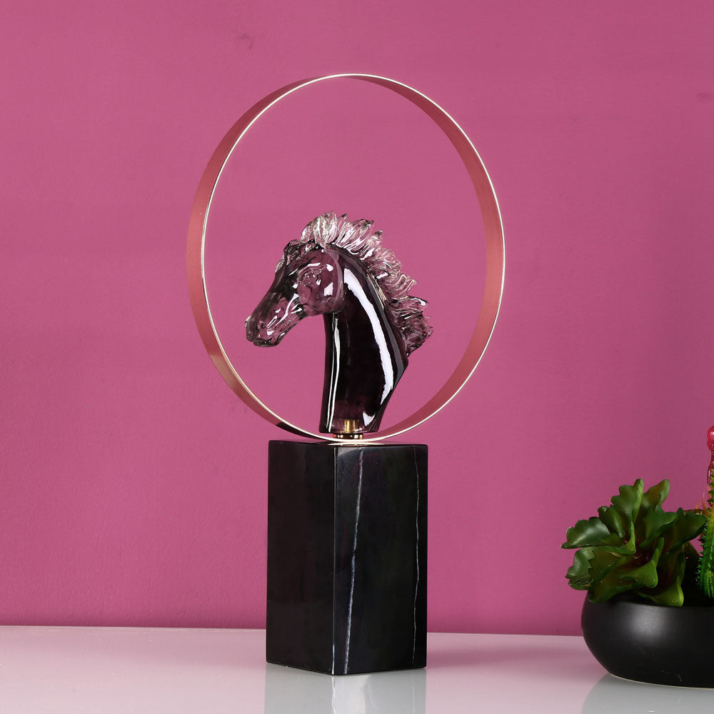 Horse Head On Cuboid Decorative Showpiece (Black) – Nilkamal Homes