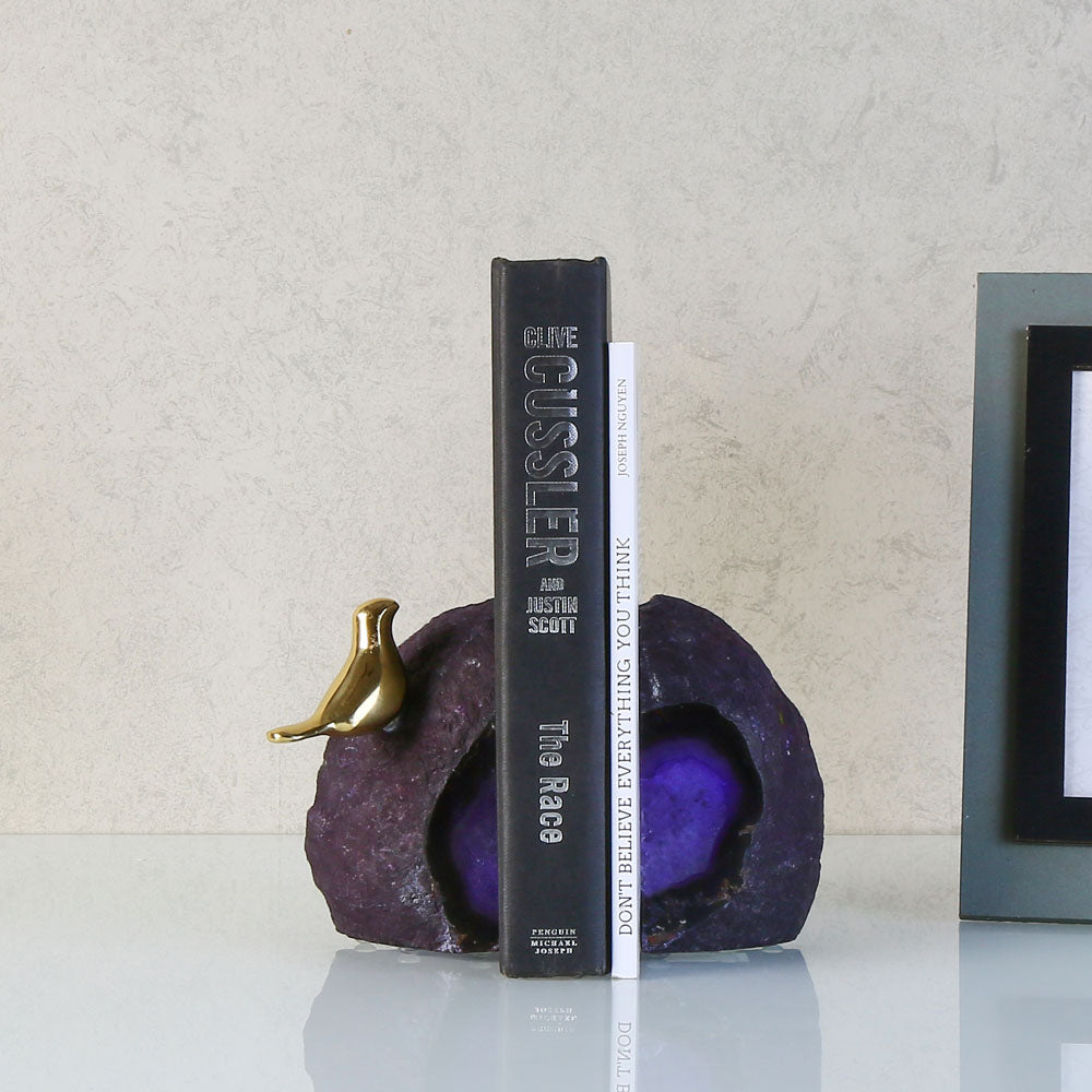 Agate Bird Bookends (Purple & Gold) – Nilkamal Homes