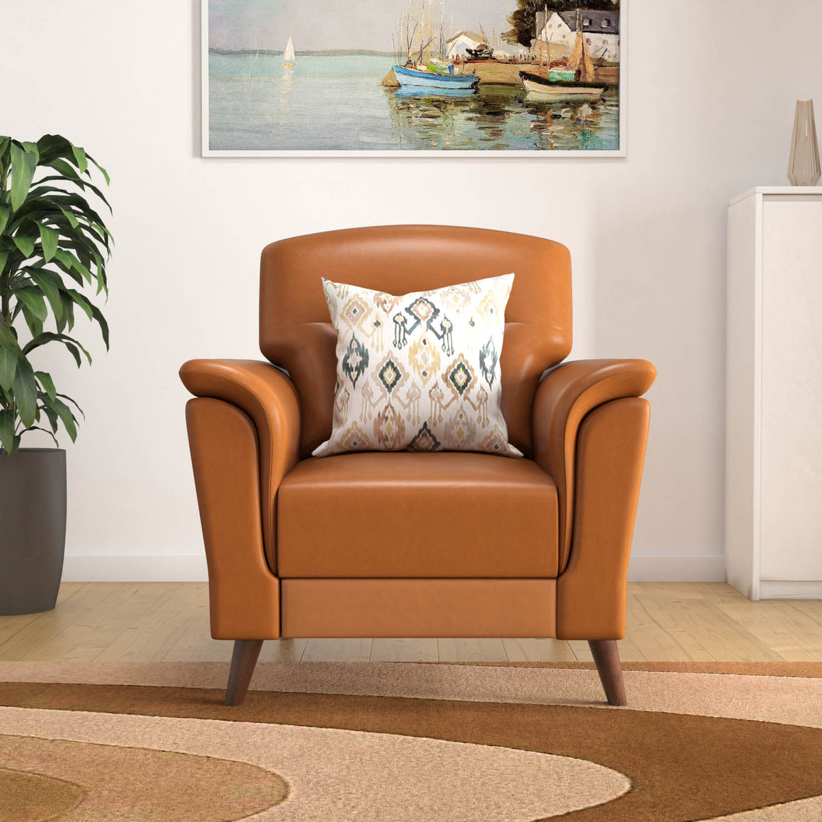 Buy Premium Aiden 1 Seater Sofa in Tan Online in India | Nilkamal Homes