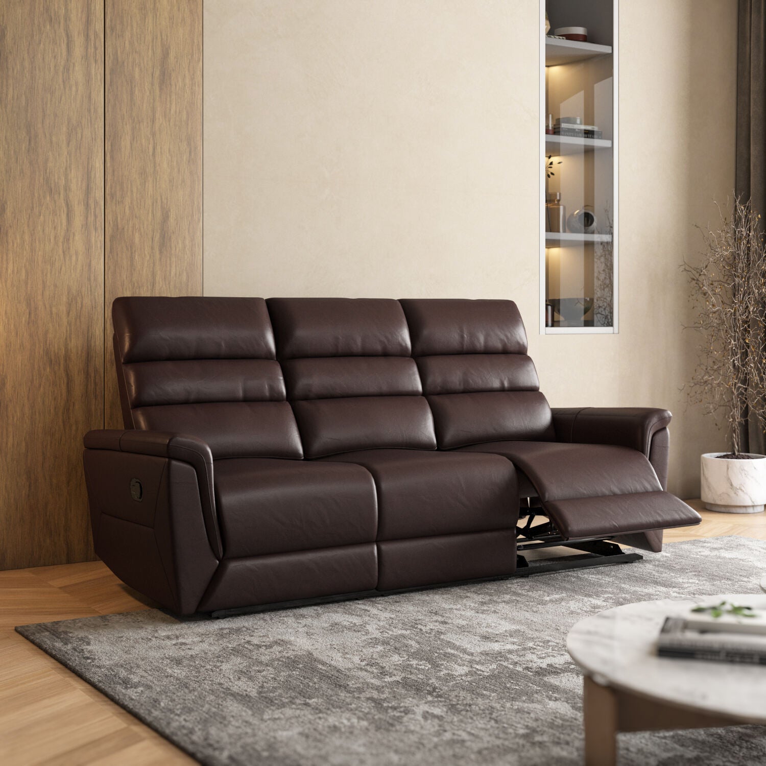 Brandon 3 Seater Manual Recliner- Dark Brown – Nilkamal Homes