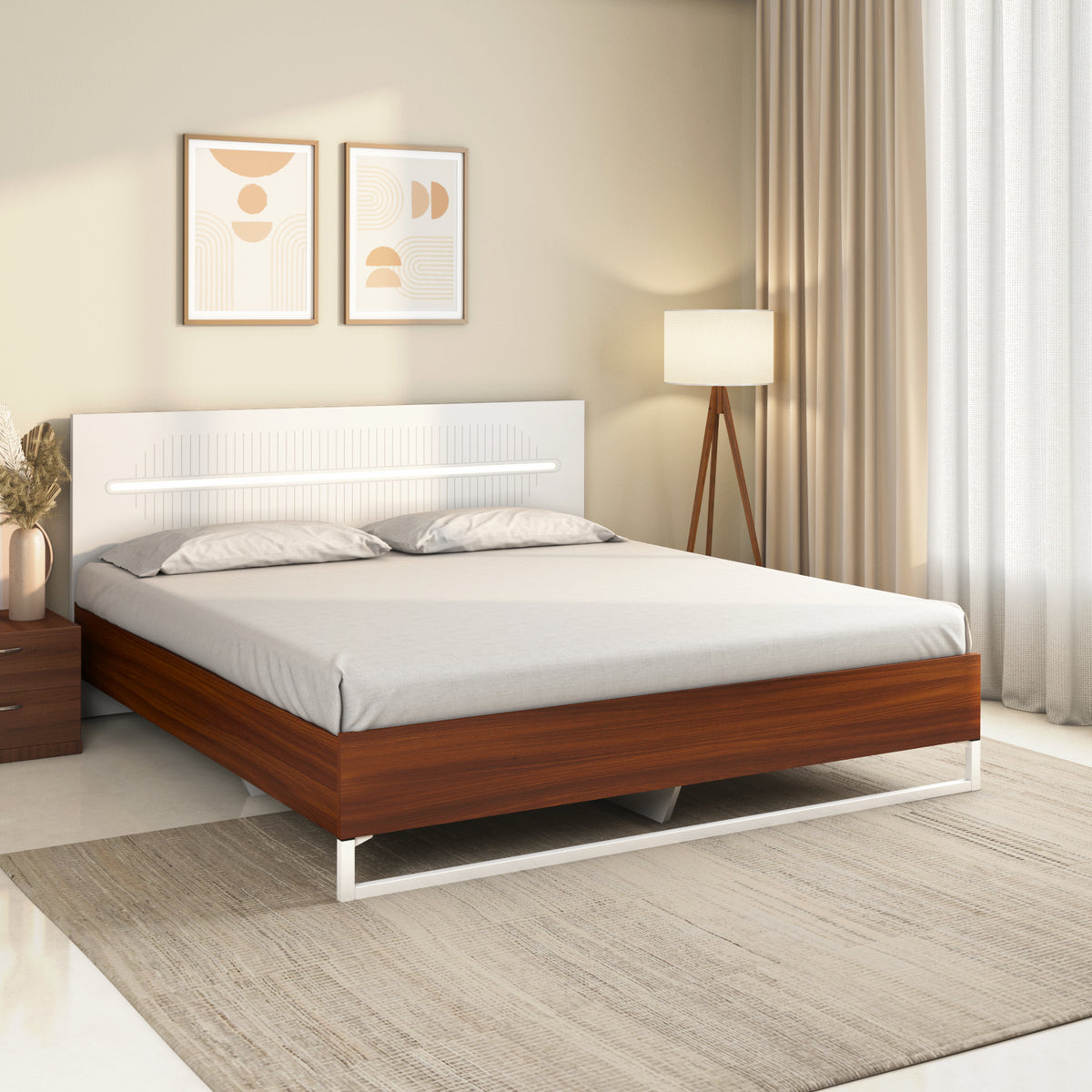 Capsule Meta Bed (Walnut) | Nilkamal Homes