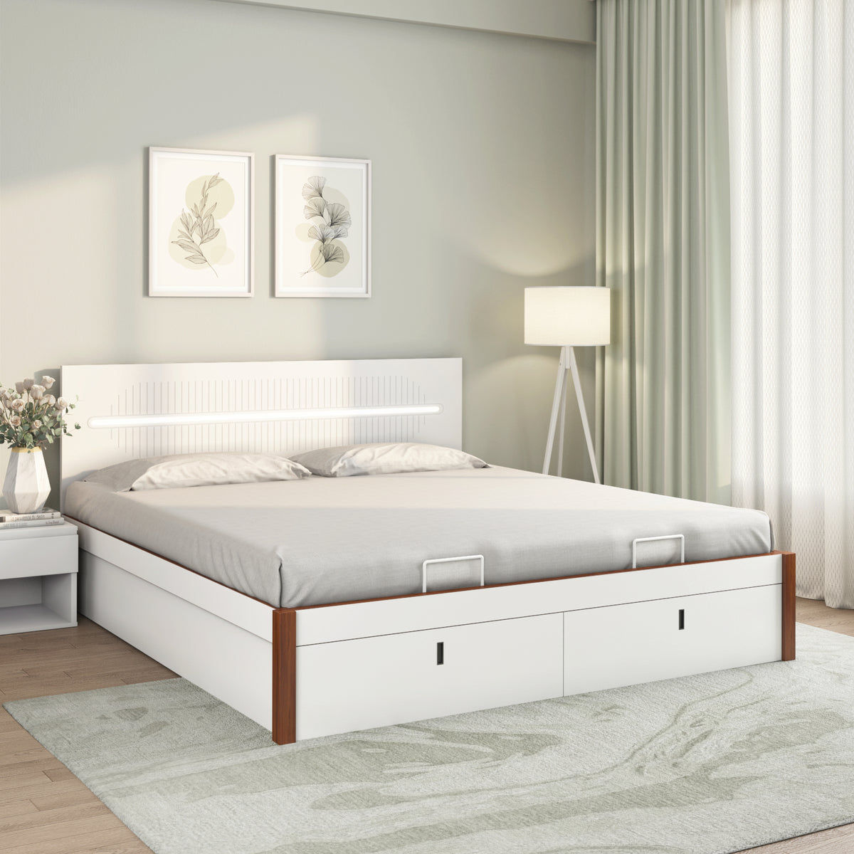 Buy Capsule Premier Bed with Full Hydraulic Storage (White) Online ...