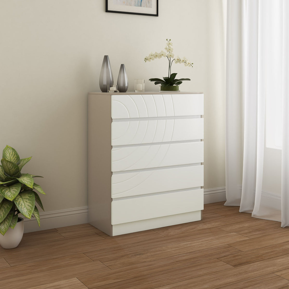 Buy Cassini Chest Of 5 Drawers (White) Online in India – Nilkamal Homes