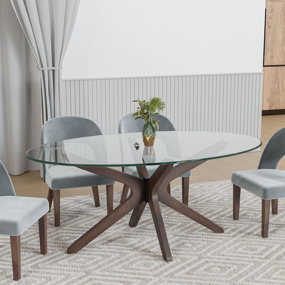 Crossway 6 Seater Dining Table (Walnut) | Nilkamal Homes