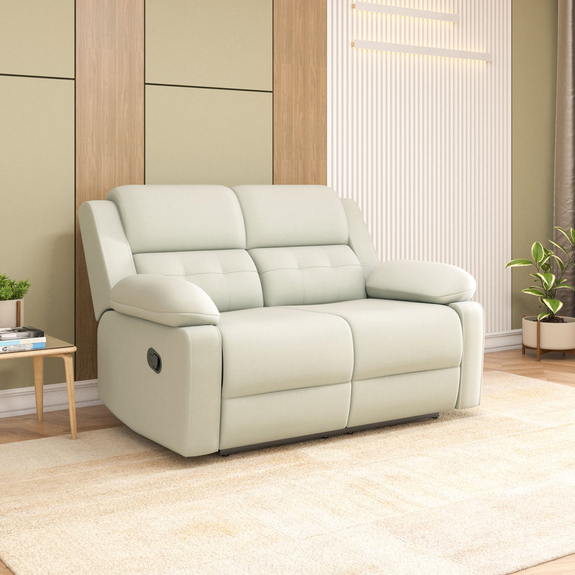 Buy Derik 2 Seater Manual Recliner Sofa (Beige) Online in India ...