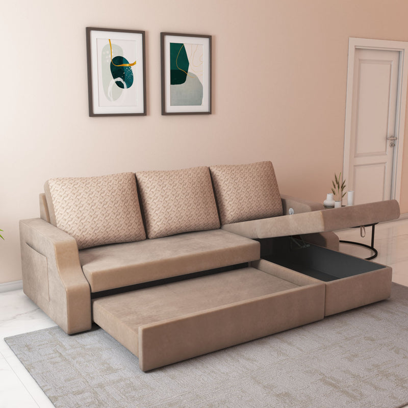 Buy Premium Portland Sofa Cum Bed (Light Brown) Online in India ...