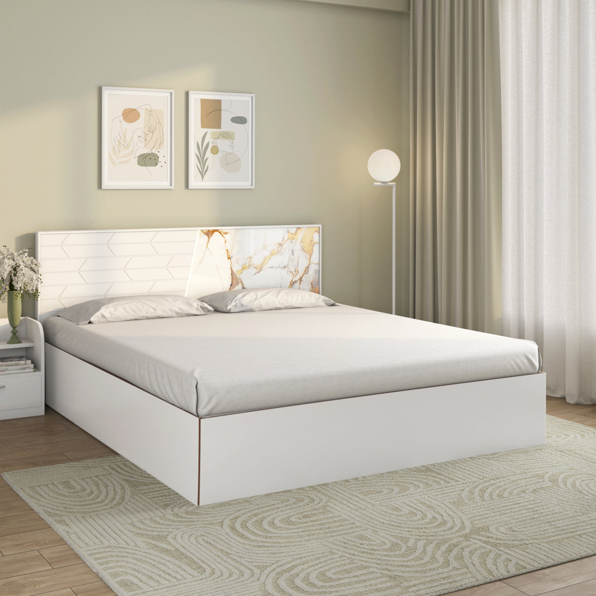 Galaxy Max Bed with Box Storage (White) | Nilkamal Homes