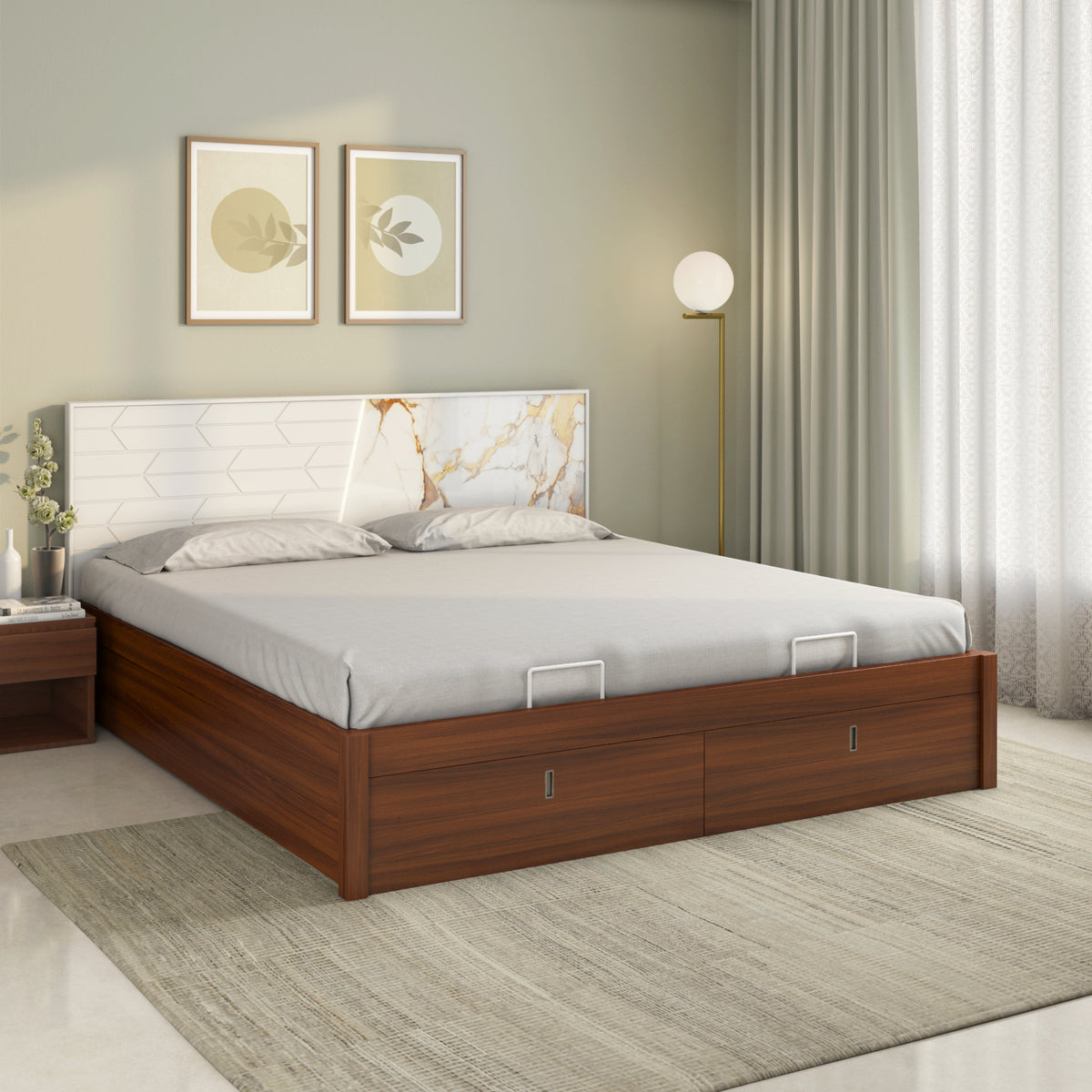 Buy Galaxy Premier Bed with Full Hydraulic Storage (Walnut) Online ...