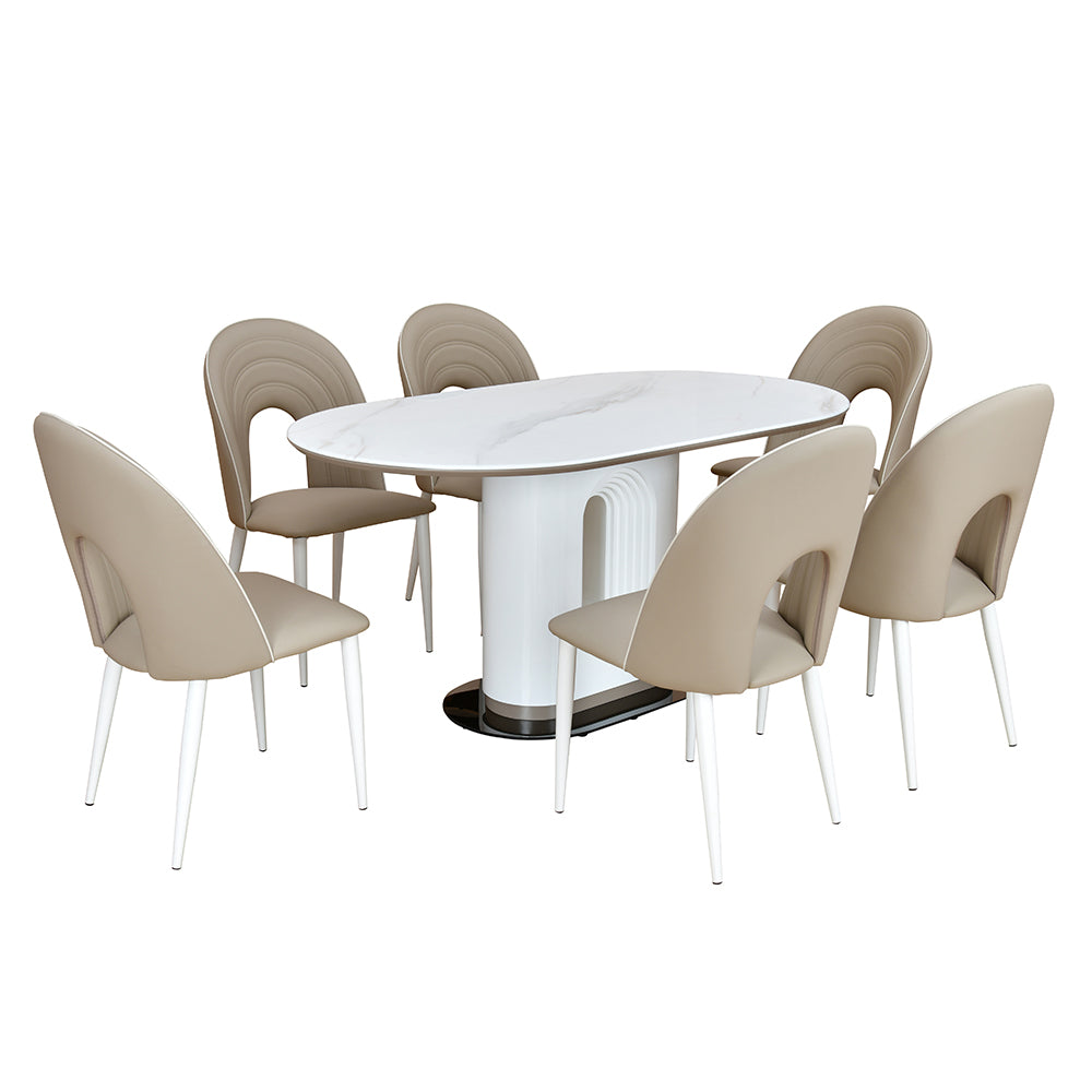 Orrin 6 Seater Dining Set (Brown & White) – Nilkamal Homes