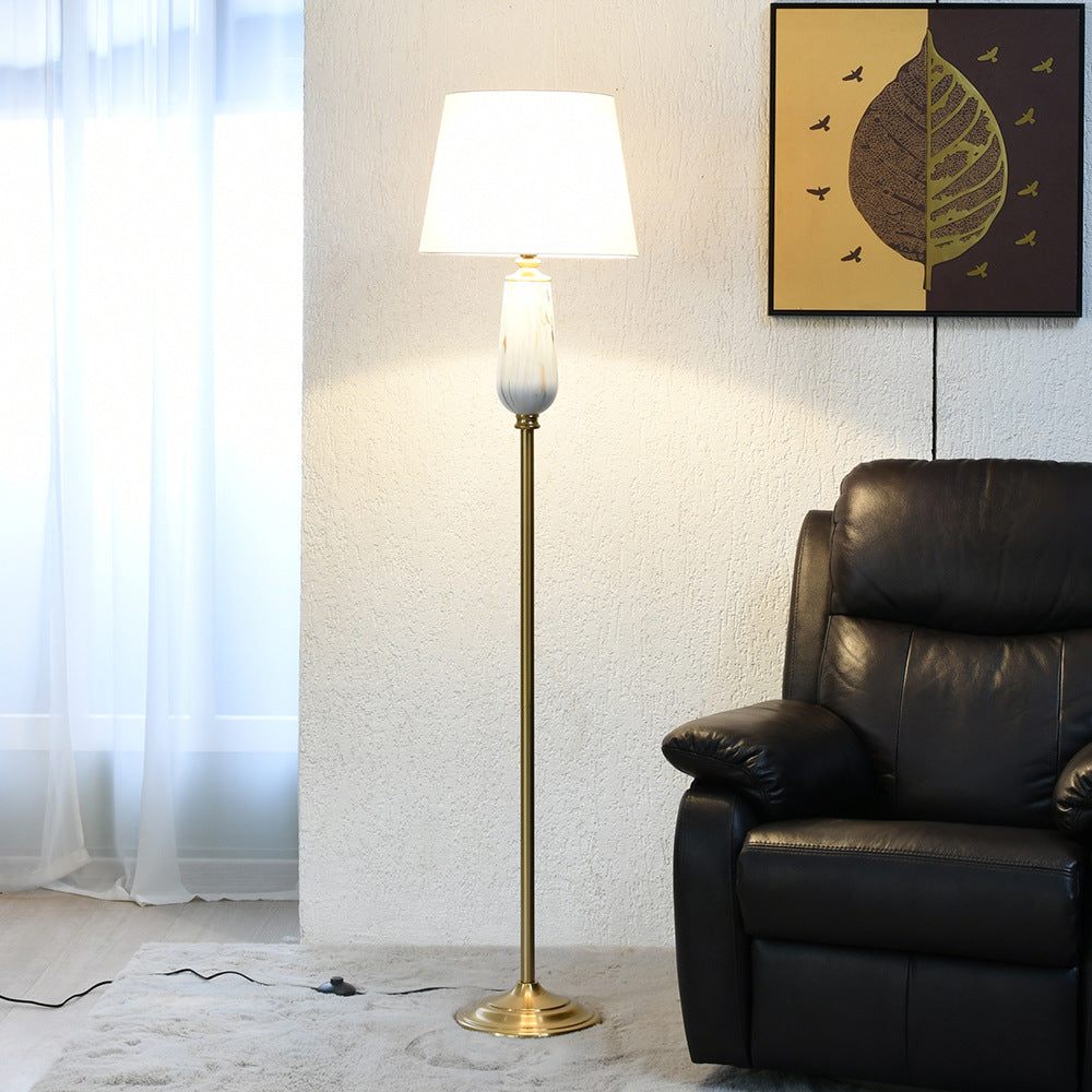 Buy Marbela Fabric Shade Metal Base Floor Lamp (White & Gold) Online ...