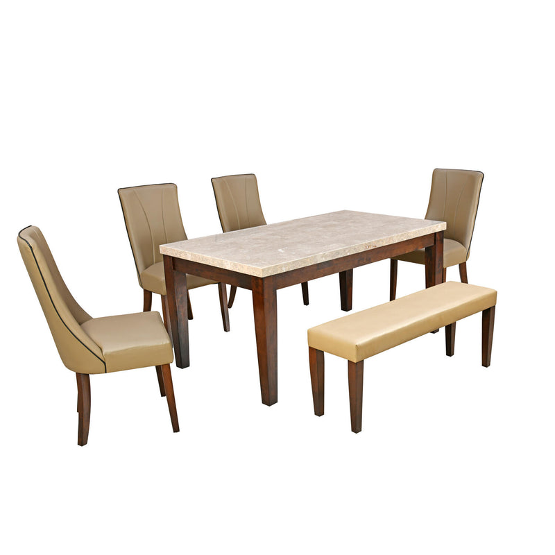 Prince 6 Seater Dining Set with Bench (Milan Walnut) – Nilkamal Homes