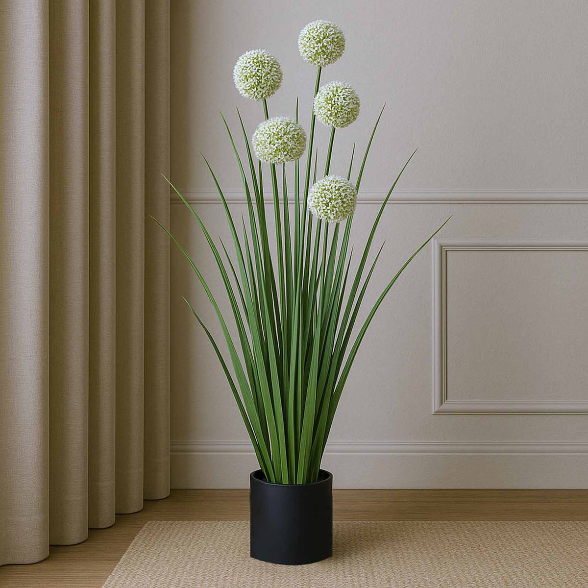 Allium Grass Artificial Plant with Pot (Green) – Nilkamal Homes