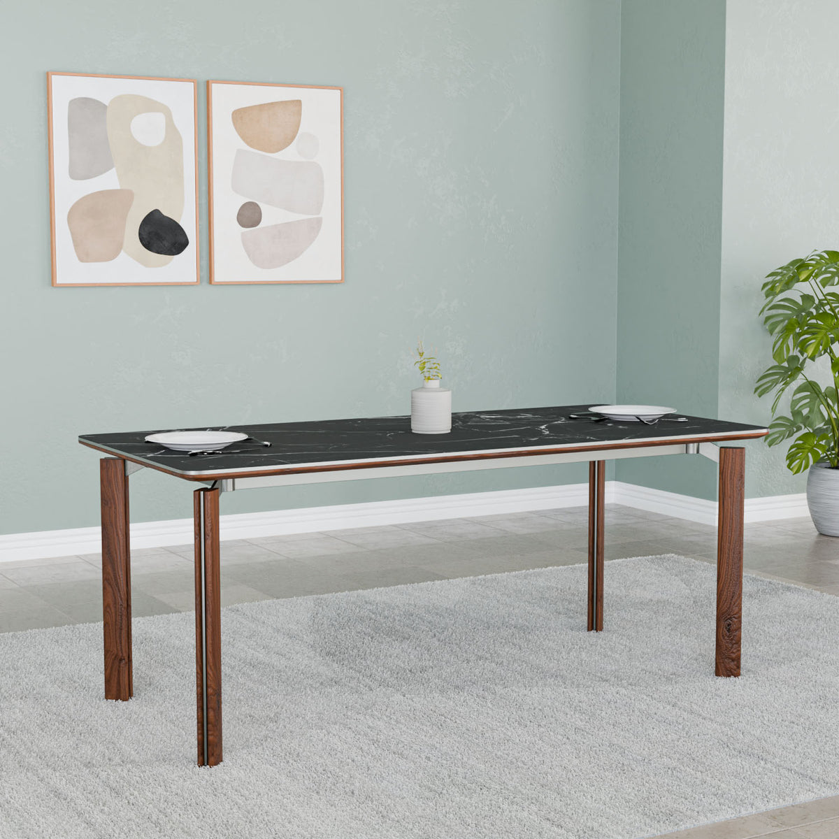 Buy Trinity 6 Seater Dining Table (Black and Walnut) Online in India ...