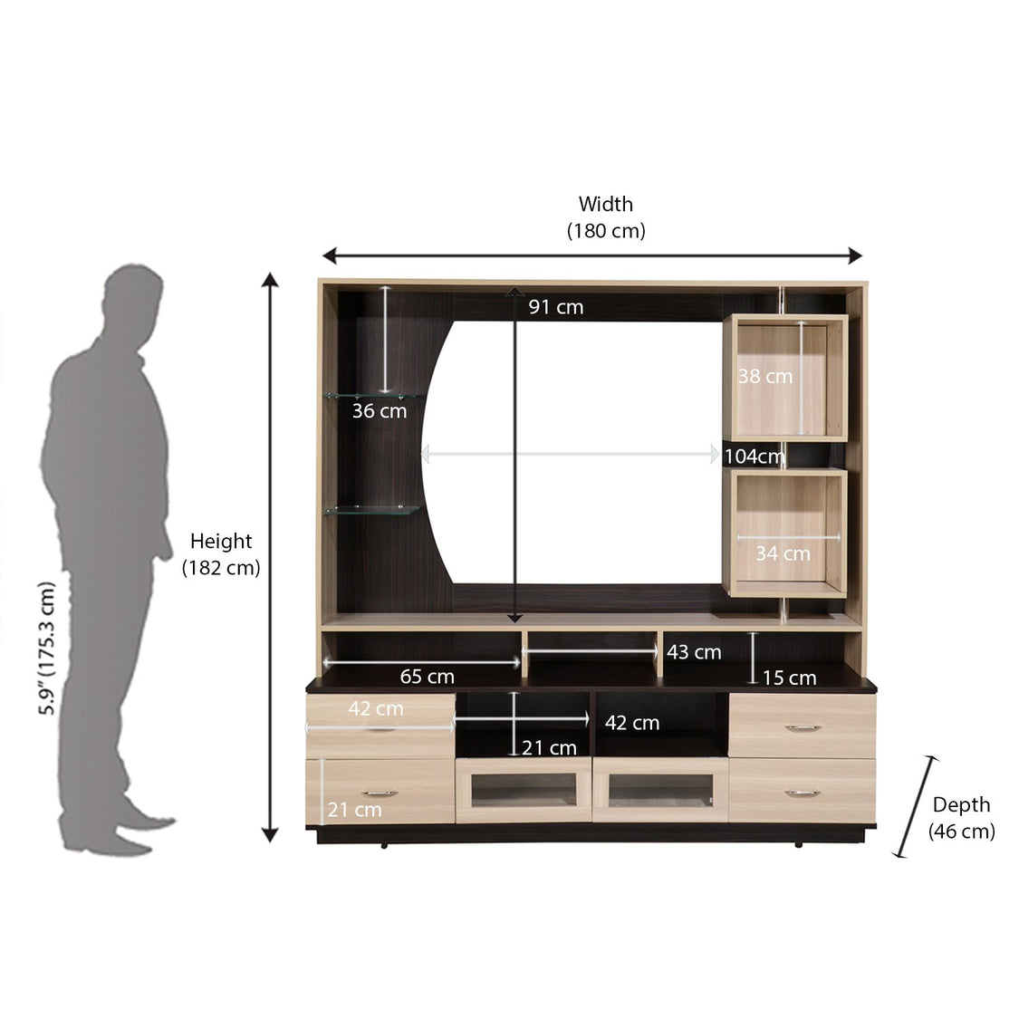 Buy Nilkamal Kayla Wall Unit (Wenge/Oak) Online - Nilkamal Homes
