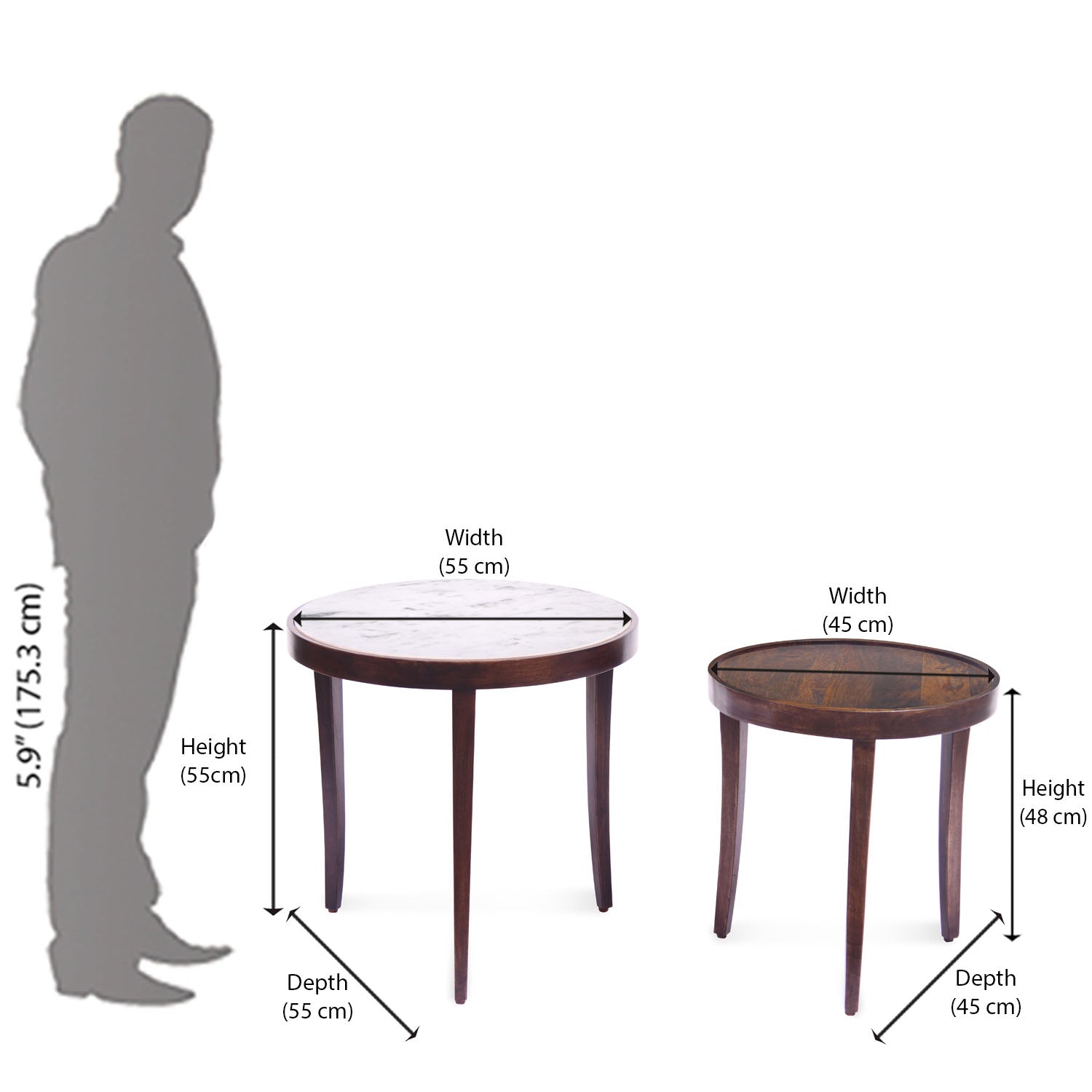 Buy Nolita Marble Top Nesting Table (Sun Walnut) Online in India ...
