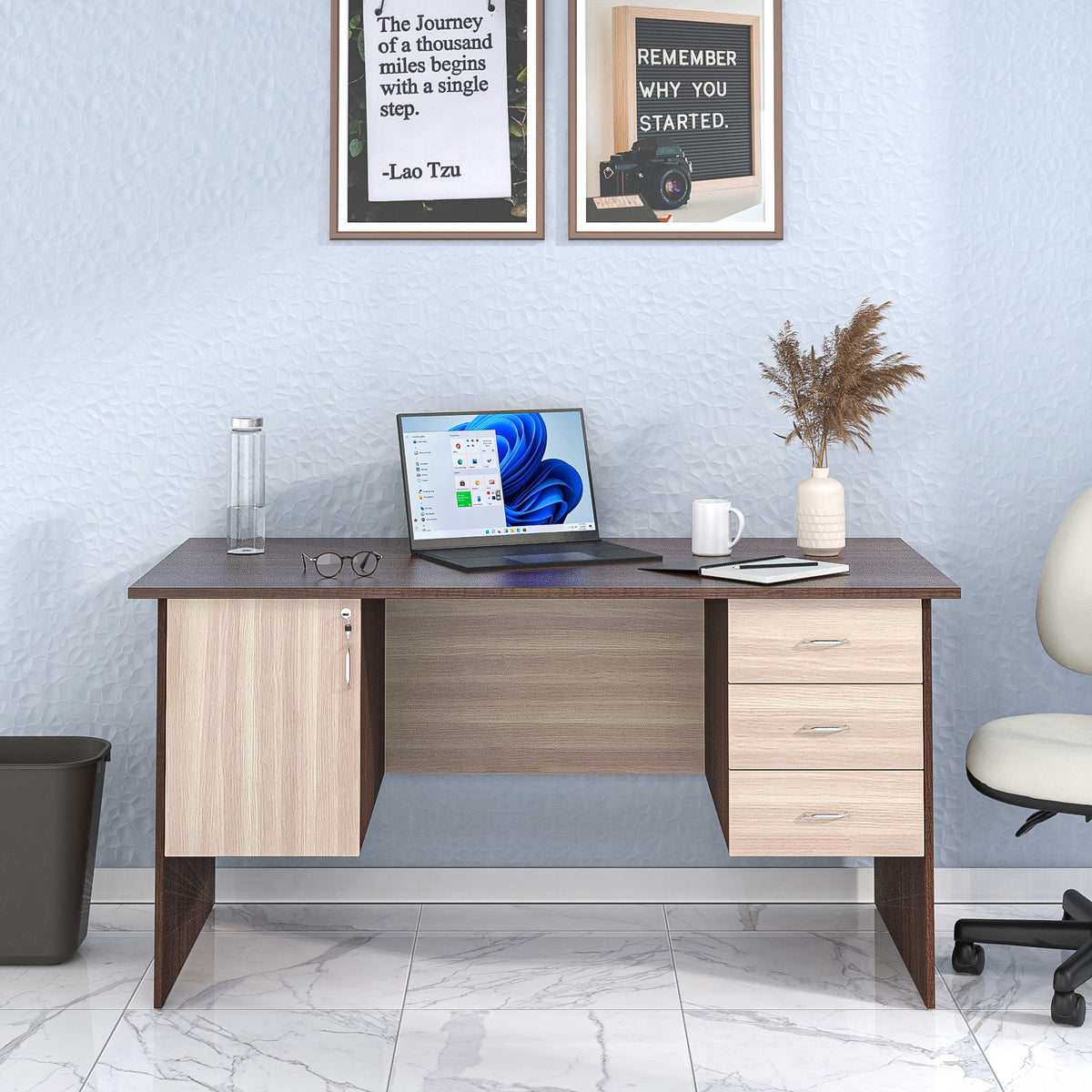 Buy Nilkamal Vertex Office Table (Brown & Clound Ash) Online - Nilkamal ...