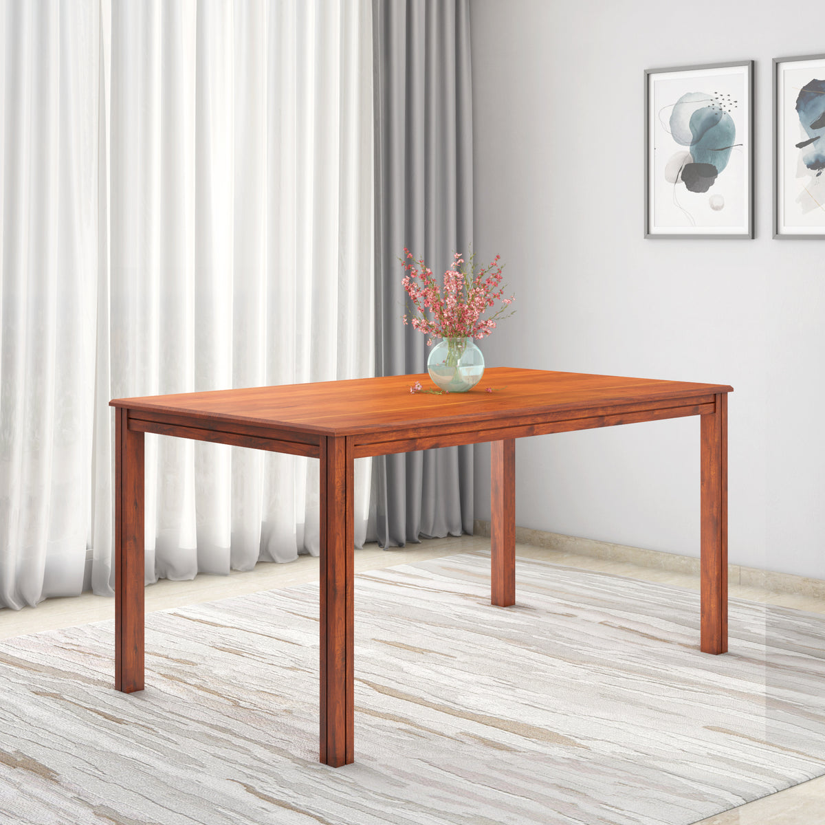 Buy Vera 6 Searer Solid Wood Dining Table (Honey Brown) Online ...