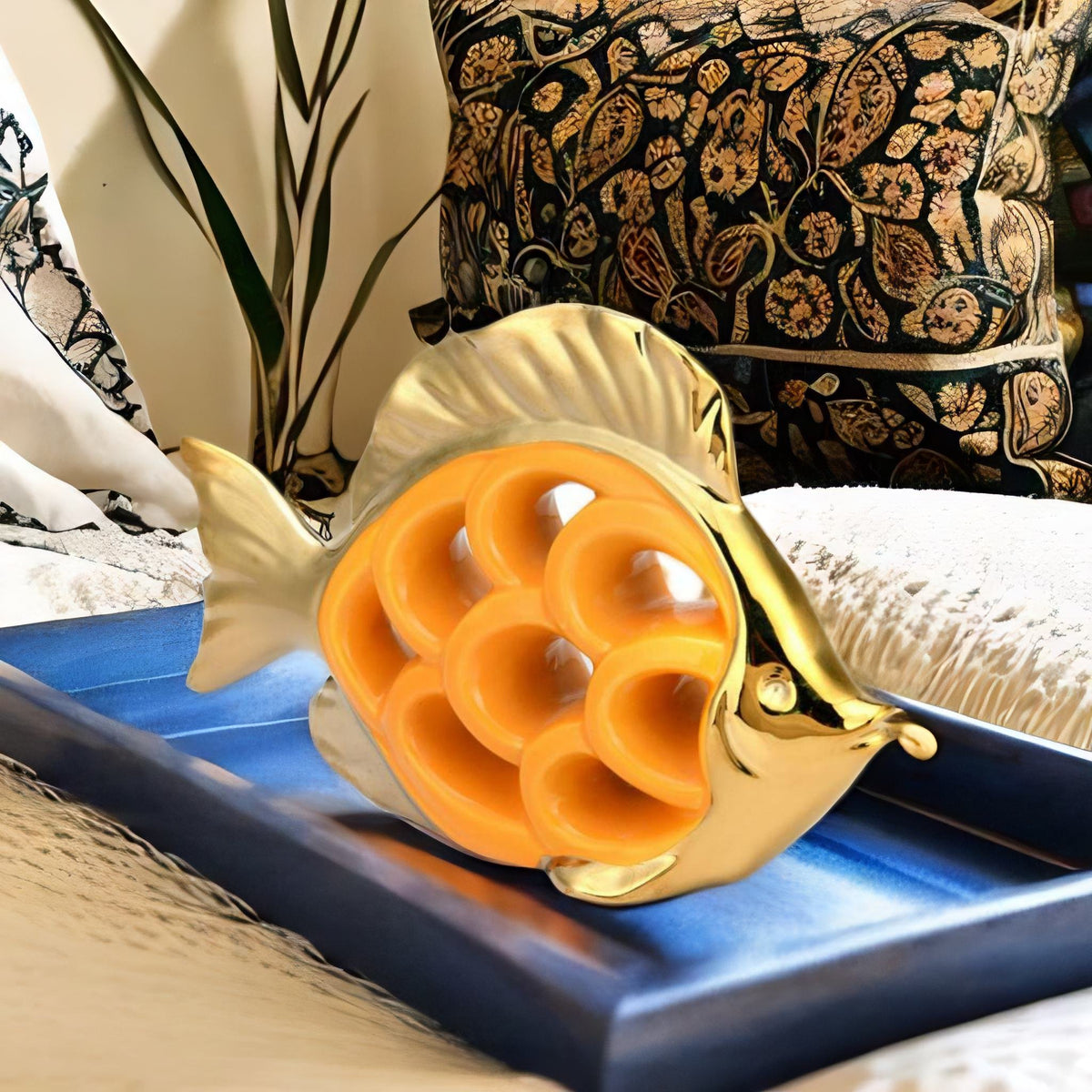 Buy Fish Cutwork Decorative Ceramic Showpiece (Mustard) Online ...